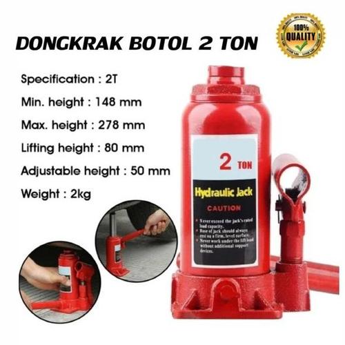 Jual Dongkrak Botol 2 Ton Hidrolik Hydraulic Jack Bottle Truck Mobil 2T ...