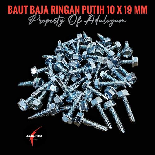 Jual Baut Skrup Sekrup Baja Ringan Putih Roofing 10 x 19 mm Isi 50 Pcs - Kab. Bandung - adalogam ...