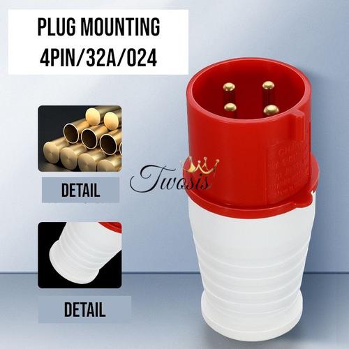 Jual Plug Mounting Male Steker 4P 32A 024 Waterproof Steker Plug ...