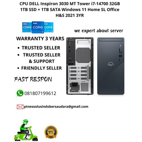 Jual CPU DELL Inspiron 3030 MT Tower i7-14700 32GB 1TB SSD + 1TB SATA ...