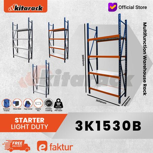 Promo Rak Gudang Besi 300kg 3 Meter Panjang 1.5M Rack Gudang 4 Susun ...