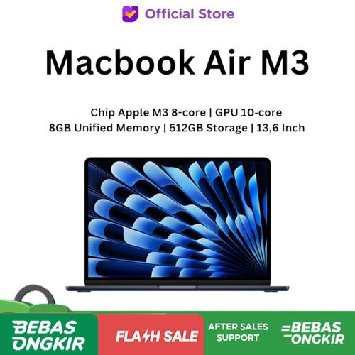 Promo Apple Macbook Air M3 2024 13" inch 8GB 512GB Garansi Resmi - Resmi Apple, Midnight Cicil 0 ...