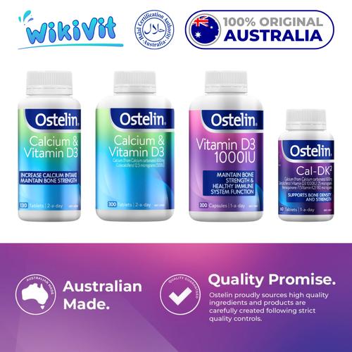 Jual OSTELIN Calcium & Vitamin D3 130 Tablets / 300 Tablet / Vitamin D3 ...