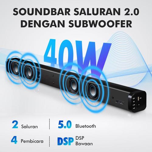 Jual NEW POPCORN Speaker TV Soundbar 40W Sound Bar Bluetooth 5.0 Konektivitas Berkabel dan ...