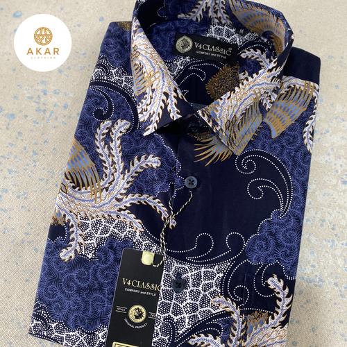 Jual Kemeja Batik pria katun printing lengan pendek - M L XL - V4 ...