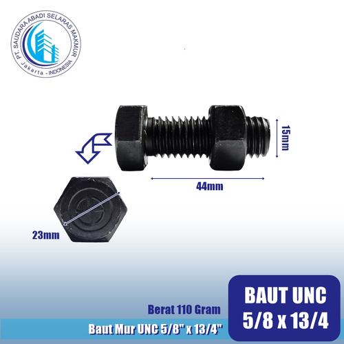 Jual Baut Mur UNC 5/8" x 13/4" | Baut Mur UNC Black Finished | Hitam ...