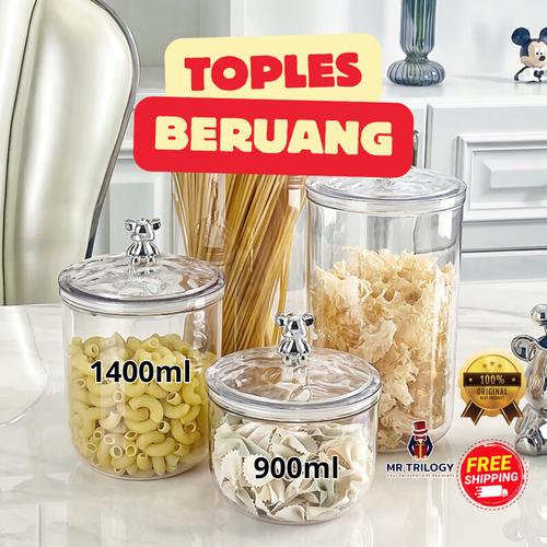 Jual Toples Kue Kering Jar Bening Wadah Bumbu Dapur BEAR Tempat ...