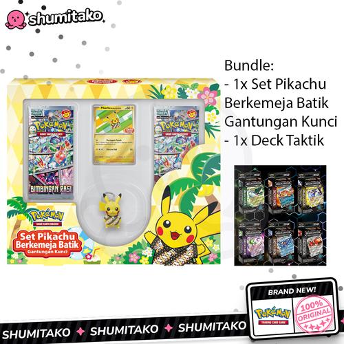 Jual Kartu Pokemon TCG Set Pikachu Berkemeja Batik Gantungan Kunci + EX ...