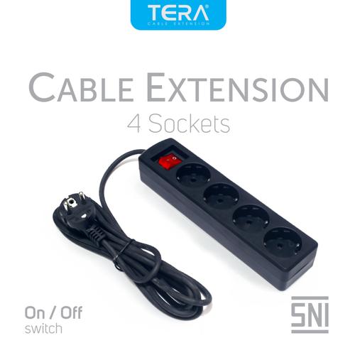 Jual TERA Stop Kontak Hitam Cable Extension 4 Sockets - Black - 5 Meter ...