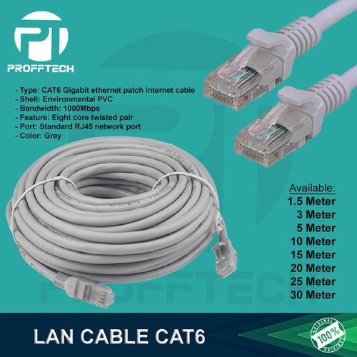 Jual Kabel LAN Cat 6 Cat6 Cat6e 1.5m, 3m, 5m, 10m, 15m, 20m, 25m, 30m PROFFTECH - 10 METER ...