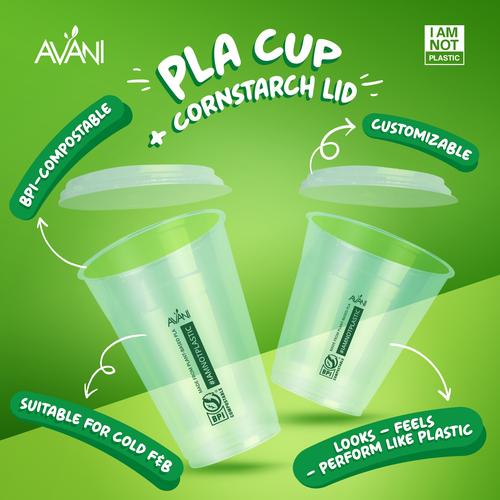 Jual Avani Eco PLA Cups + LID / Gelas PLA + Tutup (1 pairs) - Dome Lid ...