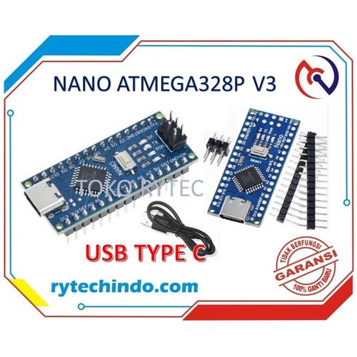 Jual Arduino Nano V3 Compatible ATMEGA328 CH340g USB Type C - SOLDER ...