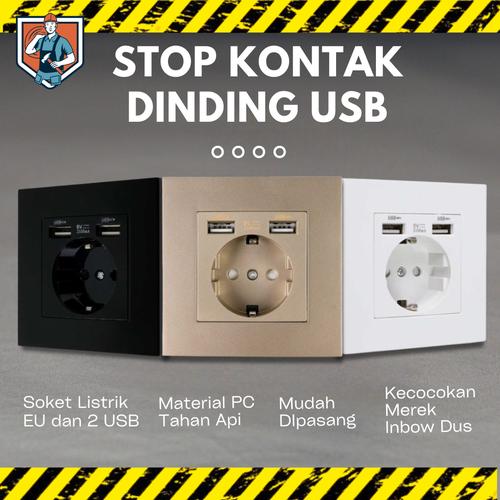Jual Stop Kontak Dinding USB EU Colokan Listrik Port Plug 2100 mA ...