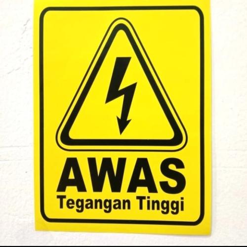 Jual STICKER AWAS TEGANGAN TINGGI RAMBU SIGN LISTRIK VYNIL LABEL 12X16 ...
