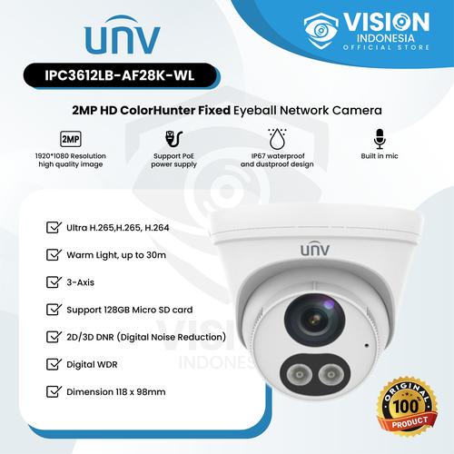 Jual UNIVIEW IPC3612LB-AF28K-WL 2MP HD ColorHunter Fixed Eyeball Network Camera - Jakarta Utara ...