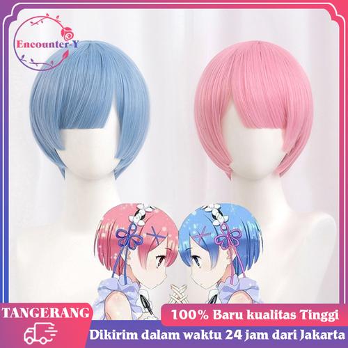 Jual Wig Ram Rem Anime Cosplay Wig Rem Re Zero Rem Wig Rem Cosplay Re ...