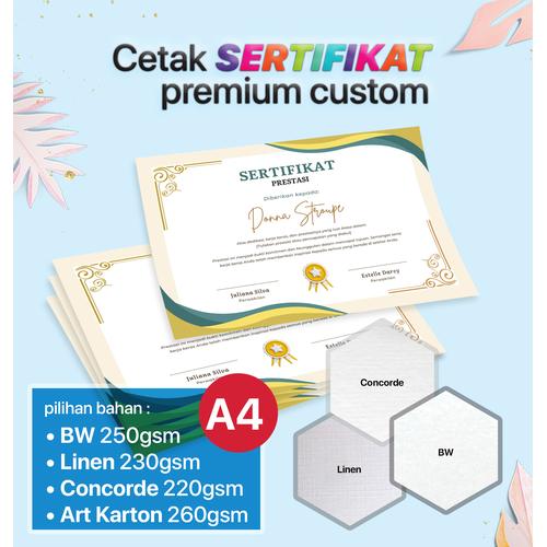 Jual Cetak Sertifikat ukuran A4 / Print Sertifikat Custom / Piagam ...
