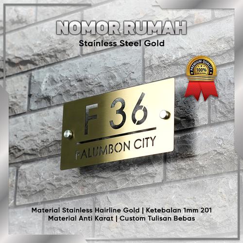 Jual Nomor Rumah Stainless Gold - 20 x 10 CM - Kab. Bantul - Profiber ...