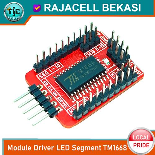 Jual RJ-TM1668 Module 7-Segment Driver 10-Digit dengan Push Button Array TM1668 Upgrade TM1637 ...