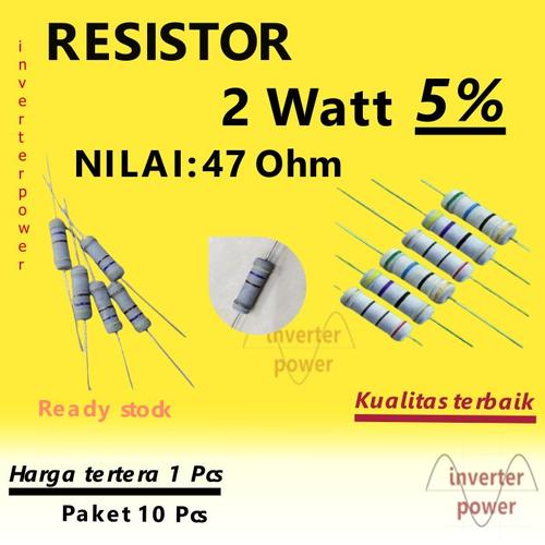 Jual 47R 47 ohm 47 R 47ohm Resistor 2 watt 2watt toleransi 5% 2w - Kota ...