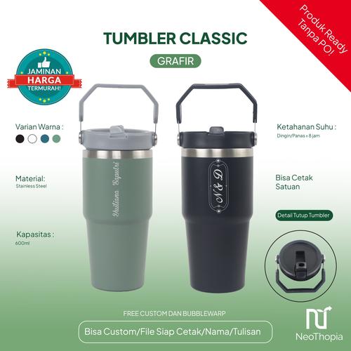 Jual ( TANPA PO ) Tumbler Tyisoo Classic 600 ml stainless Laser Grafir ...