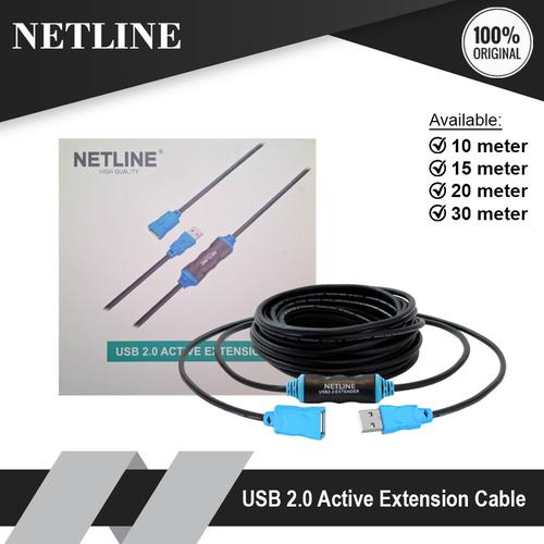 Jual NETLINE Kabel USB 2.0 Extension Active / Aktif 10m,15m, 20m, 30m ...