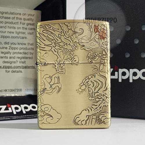 Jual Zippo Original Tiger and Dragon Engrave Gold Finish 4 sisi Japan Official - Jakarta Selatan ...