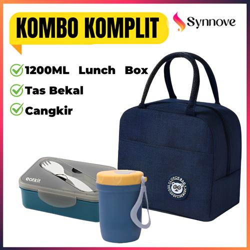 Promo Lunch Box Set 3 In 1 Food Grade 1200ml Kotak Makan Lunch Box ...