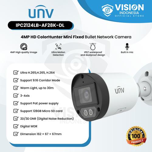 Jual UNIVIEW IPC2124LB-AF28K-DL 4MP HD ColorHunter Mini Fixed Bullet Network Camera - Jakarta ...