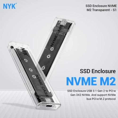 Jual ENCLOSUR SSD M2 NVME NYK S1 Case / Casing SSD NVME Transparent ...