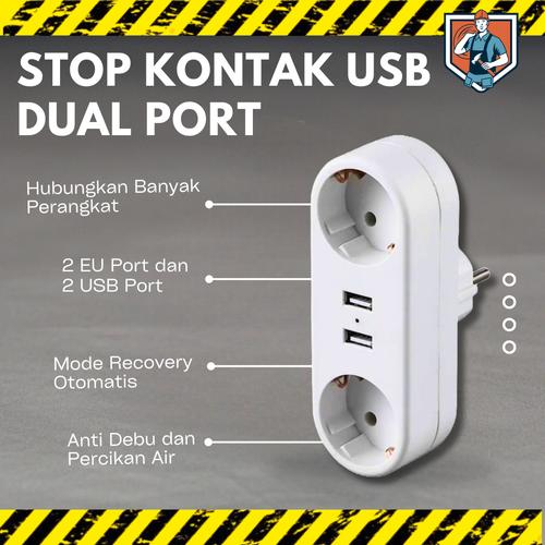 Jual Stop Kontak USB Colokan Dual Port EU Plug 16A 250 V Socket ...