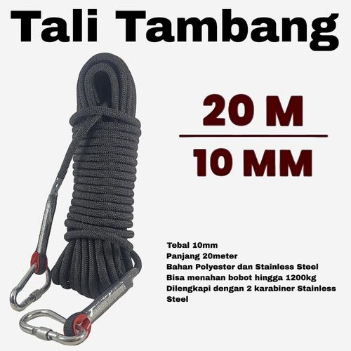 Jual Tali Tambang 10mm Tali Panjat Tebing Polyester 20 Meter - tanpa ...