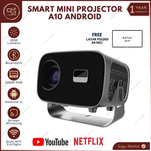 Promo Proyektor Led A10 Android Wifi 2500 Lumens 1080P Support 4k ...