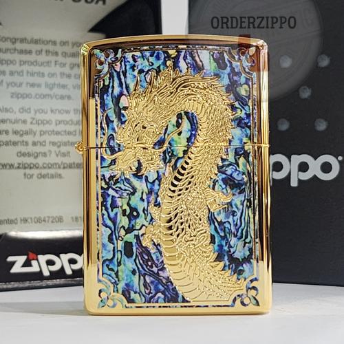 Jual Zippo Original Chinese Dragon Scale Blue Motif Engrave Gold Plated 2 sisi Limited Editon ...