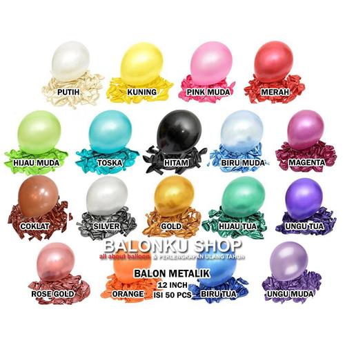 Jual Balon isi 50 Pcs Latex Metalik / Balon Warna Warni / Balon Metalik ...