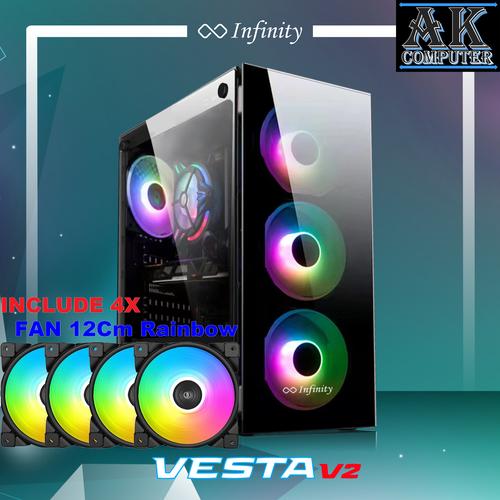 Jual [CASING PC GAMING / CASING COMPUTER] INFINITY VESTA V2 ATX MATX include 4FAN RAINBOW ...