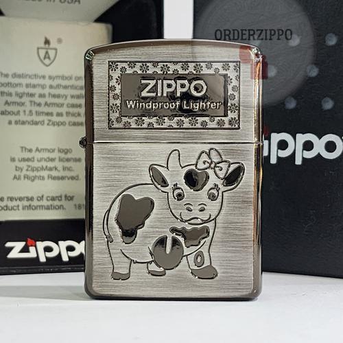 Jual Zippo Original Armor Zippo Cute Cow Black 2 sisi Japan Official ...