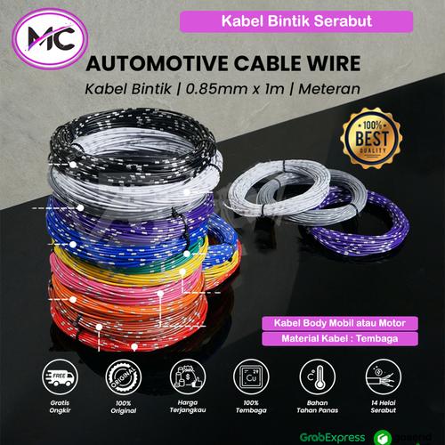 Jual Kabel Bintik 0.85 Permeter Kabel Body Motor Mobil Ukuran 0.85mm Warna Hitam Merah Cable ...