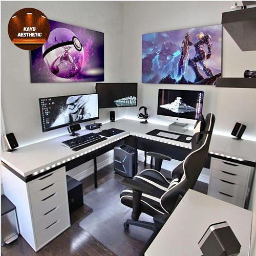Jual meja komputer meja gaming letter L putih Duco - Jakarta Selatan ...