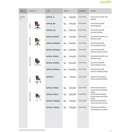 Jual Kursi Kantor Savello OPTUS G GP GA GTO(H) GTOP(H) GTOA(H) GTO(L ...