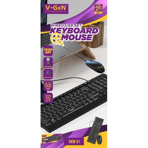 Promo Wired USB Set Keyboard + Mouse V-GeN VKM-01 PNP Paket Keyboard ...