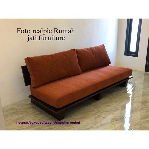 Jual Sofa Santai Minimalis Ala Jepang Busa Empuk 1 seater Kayu Jati ...