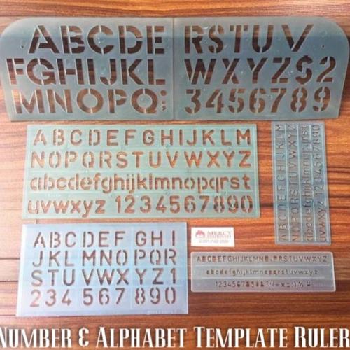 Jual Penggaris Huruf & Angka Templates Sablon ABC Lettering Stencil set ...