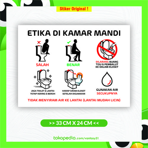 Jual Stiker Vynil Etika Di Kamar Mandi - Jaga Kebersihan di Toilet ...