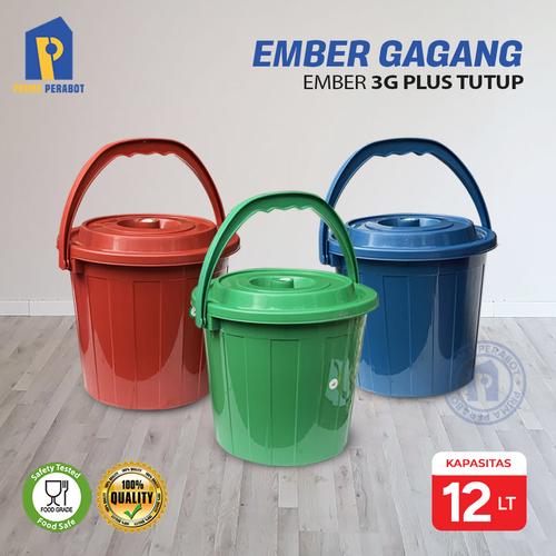 Jual Ember Gagang 12 Liter Ember Air Plastik Polos Warna Tutup 3GL ...