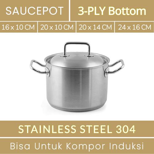 Jual Panci Stainless Steel 304 BIMA Chef de Cuisine Saucepot Induksi 3 ...