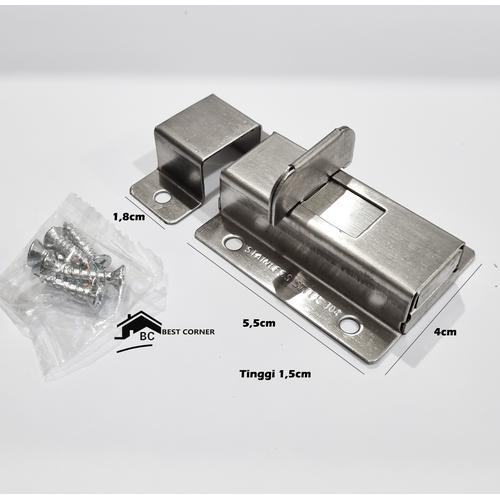 Jual Grendel / Slot Pintu Kotak 2 1/2 inch Stainless Steel / Pengaman ...
