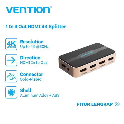 Jual Vention HDMI Splitter 1 in 4 out HDMI Duplicate Screen 4K - ACC 4K ...