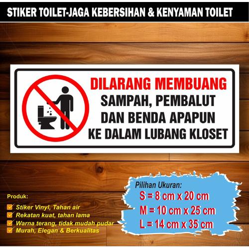 Jual Stiker Vinyl Rambu Dilarang Membuang Sampah Pembalut dan Benda ...