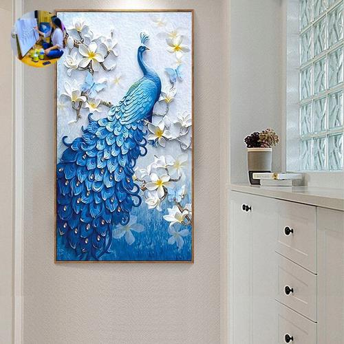Jual Lukisan kanvas custom burung merak indah dekorasi ruangan modern ...